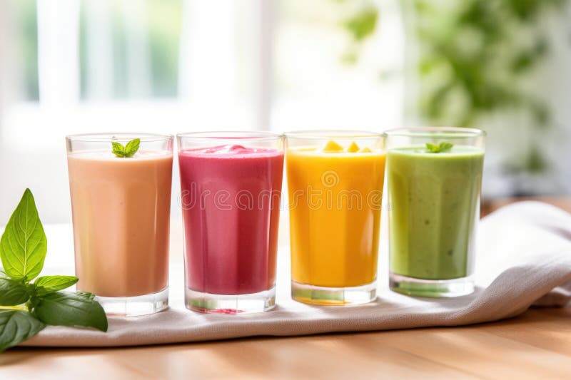 Trio of Different Colored Smoothies in Glasses Stock Image - Image of ...