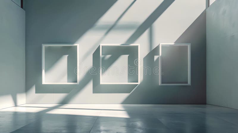 A Trio of Frames in Geometric Shapes Suspended from the Ceiling and ...