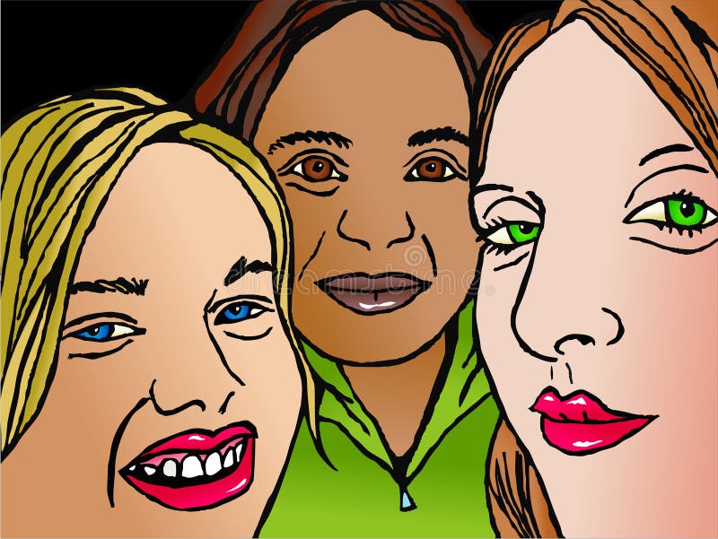 Trio of friends stock vector. Illustration of three, bonding - 1301457