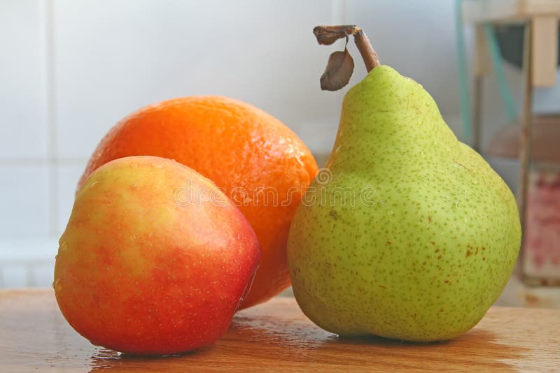 Trio of fruits stock image. Image of apples, pears, ripe - 4076515