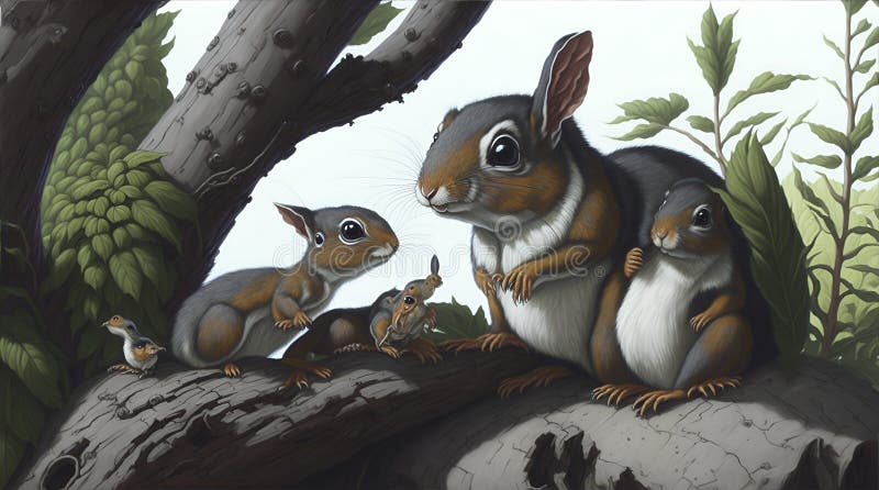 Trio of Furry Friends, Squirrel Rabbit, AI Generative Stock ...