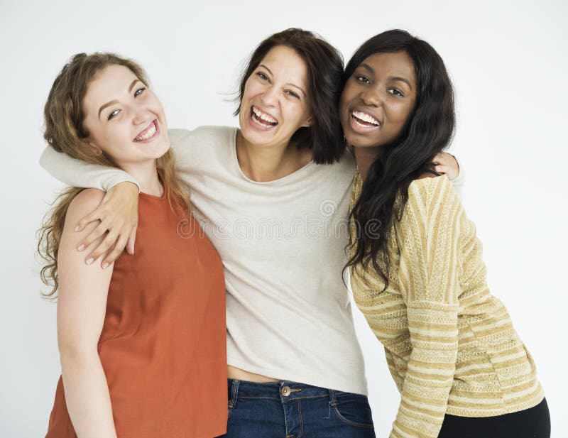 Trio of Happy Female Friends Stock Photo - Image of bonding, positive ...