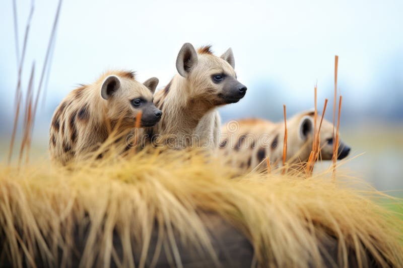Trio of Hyenas Scouting Terrain Stock Illustration - Illustration of ...