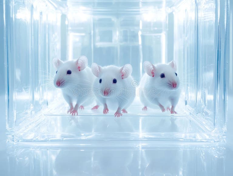 Trio of Lab Mice in a Sterile Lab Environment for Scientific Research ...