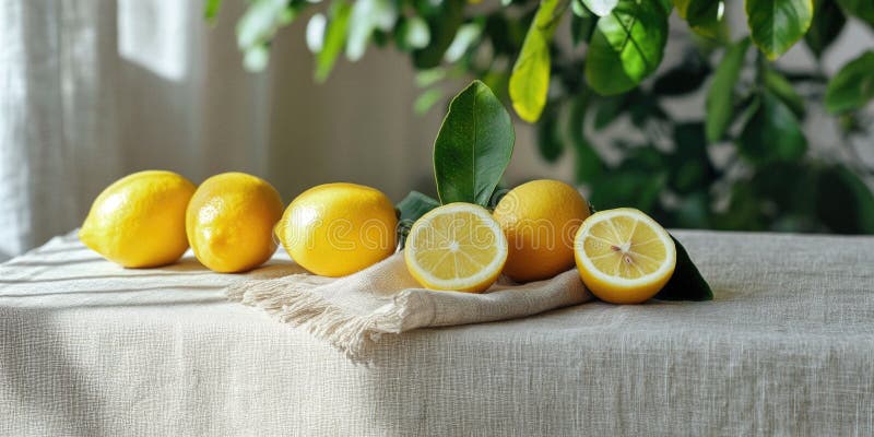 Fresh Organic Lemons on a Table Stock Photo - Image of natural ...