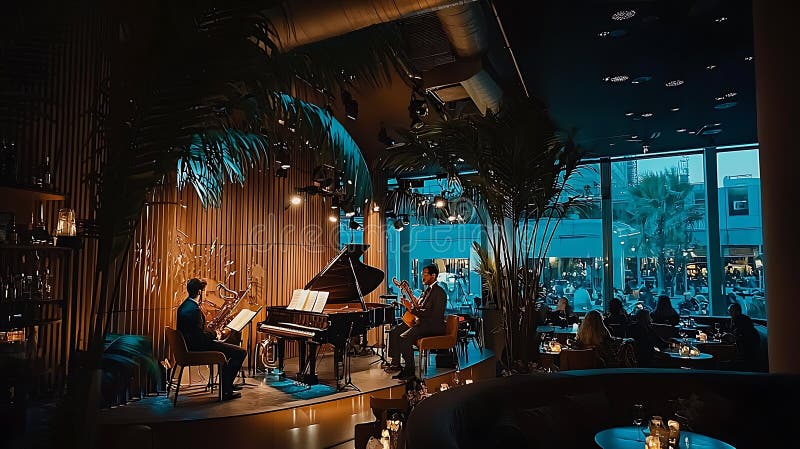 Trio Performing Classical Music in a Chic Lounge Stock Image - Image of ...