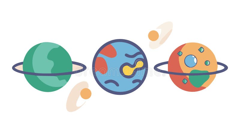 Trio of Planets, Planetary System, Vector Design Generative AI Stock ...