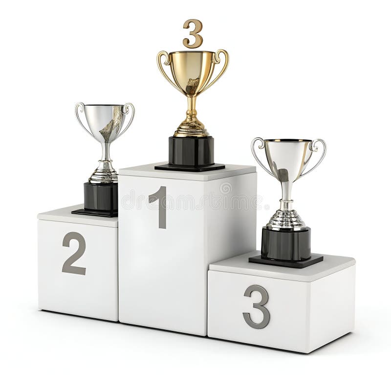 Trio Podium 3D Icon, Achievement and Ranking Concept Stock Illustration ...