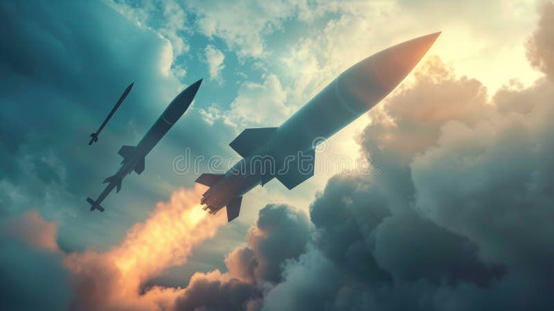 A Trio of Rockets Launching into a Dramatic, Cloud-filled Sky ...