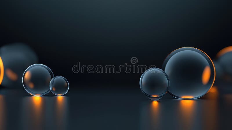 A Trio of Translucent Spheres, Varying in Size, are Arranged in a ...