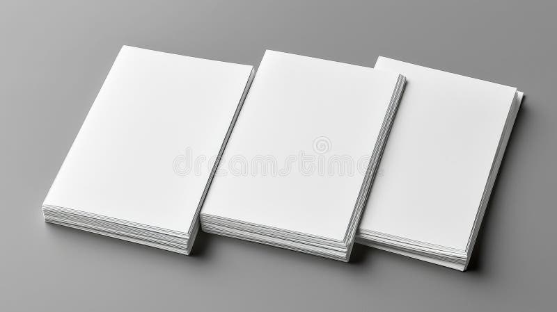 Trio of White Folded Paper Sheets on a Soft Gray Background Stock ...