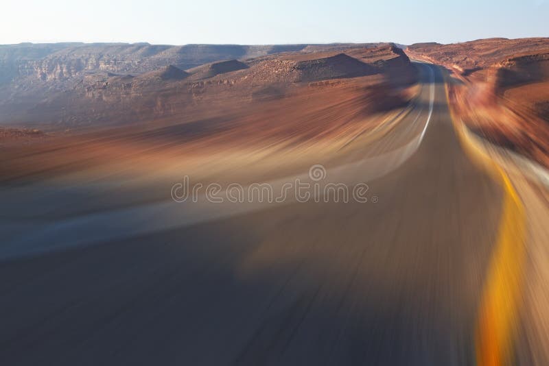 Trip Driving on High Speed on Highway in Desert Stock Image - Image of ...