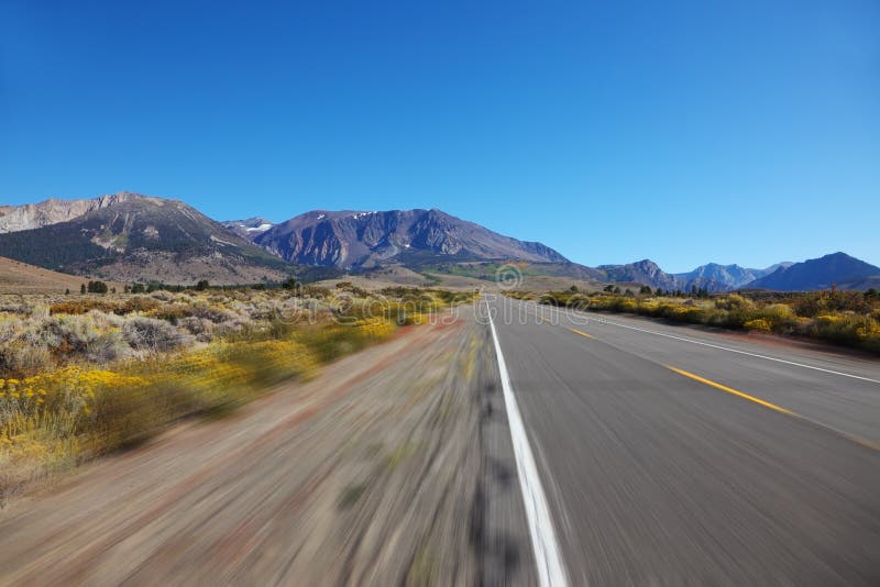 A Trip at High Speed through the Desert Stock Photo - Image of morning ...
