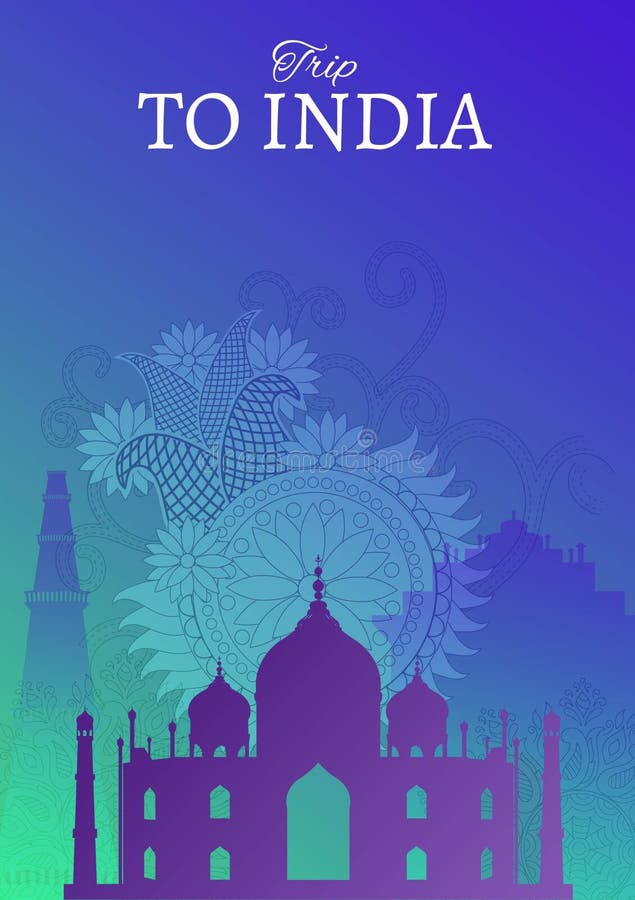 Trip To India Brochure Template with Famous Monuments on Paisley ...