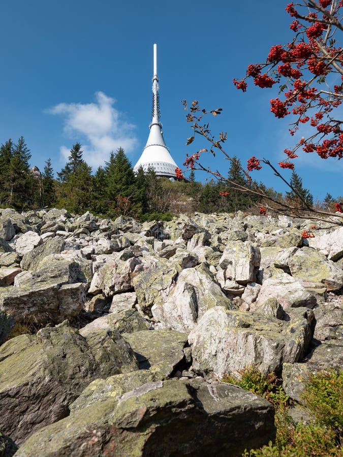 Trip To Jested Mountain with Popular Jested Tower Stock Photo - Image ...