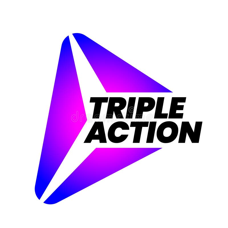 Triple Action, 3x Vector Icon Logo Badge Stock Vector - Illustration of ...