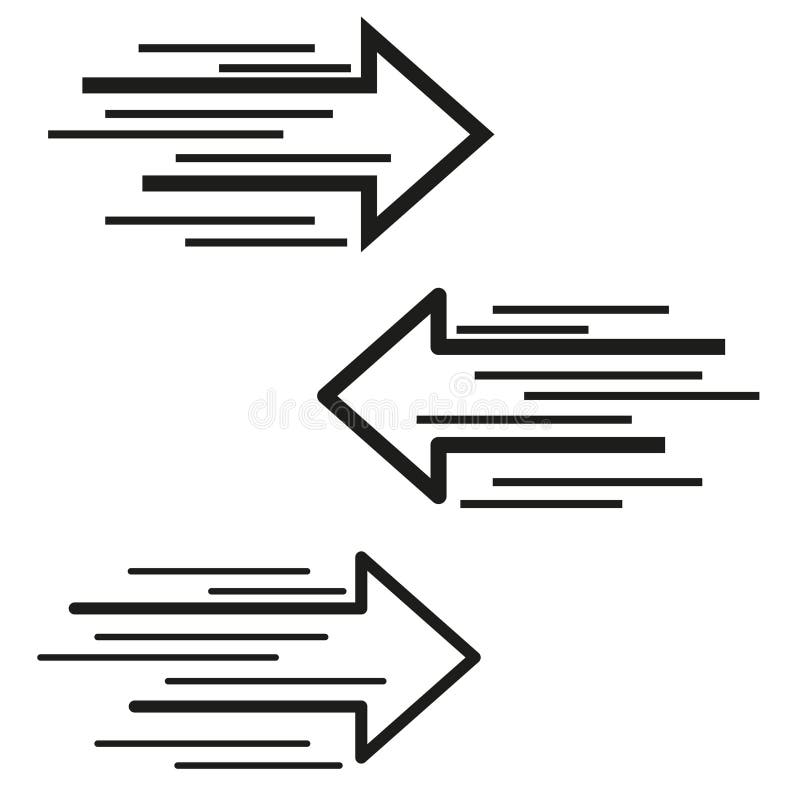 Triple Arrow Icon. Bidirectional Motion Flow. Speed Lines Vector. Clean ...