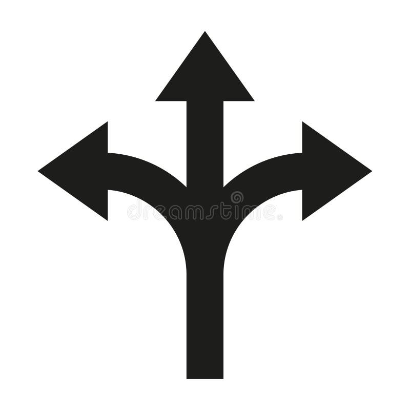 Triple Arrow Icon. Left Right Up. Navigation Road Vector. Path ...