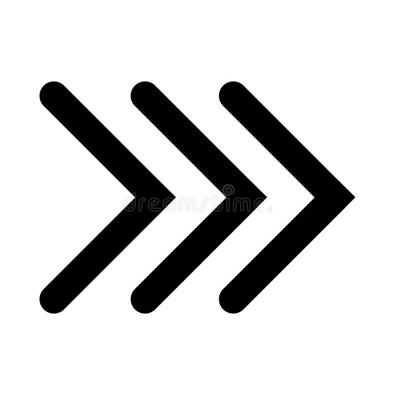 Triple Arrow Pointer with Rounded Edges. Three Black Thin Arrows. Icon Vector Illustration Stock ...