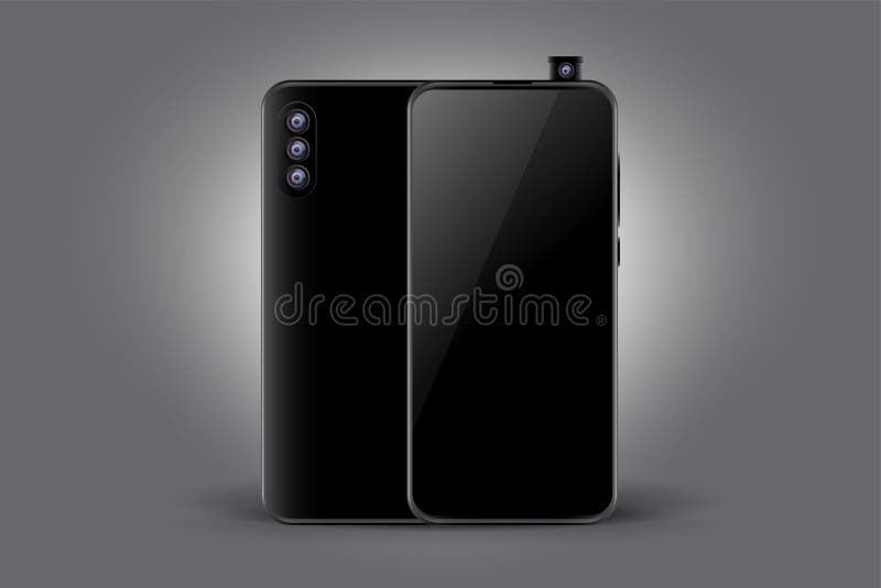Triple Camera Black Smartphone Concept Mockup Design Stock Vector ...