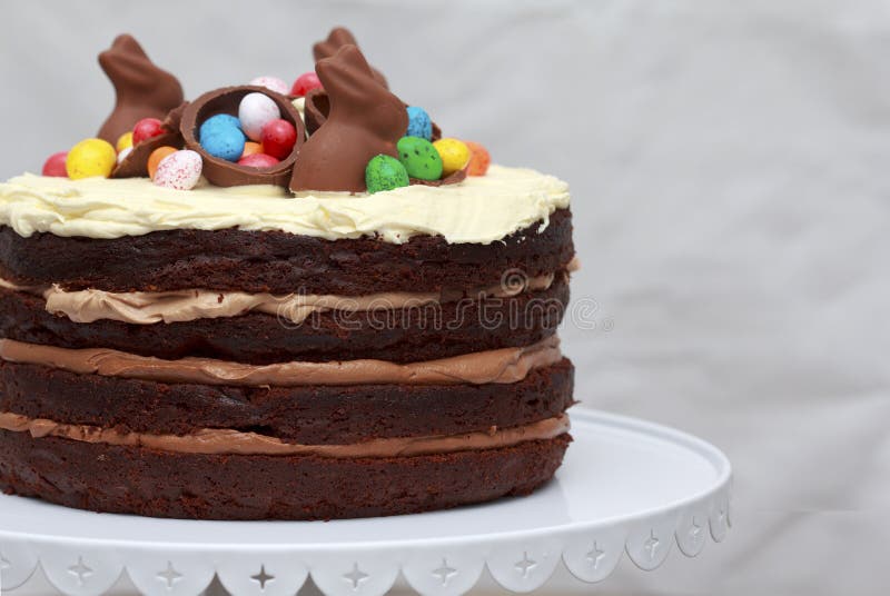 Triple Chocolate Nutella Easter Layer Cake Stock Photo - Image of cream ...