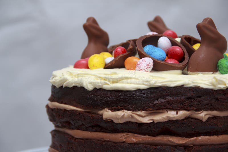Triple Chocolate Nutella Easter Layer Cake Stock Photo - Image of bunny ...