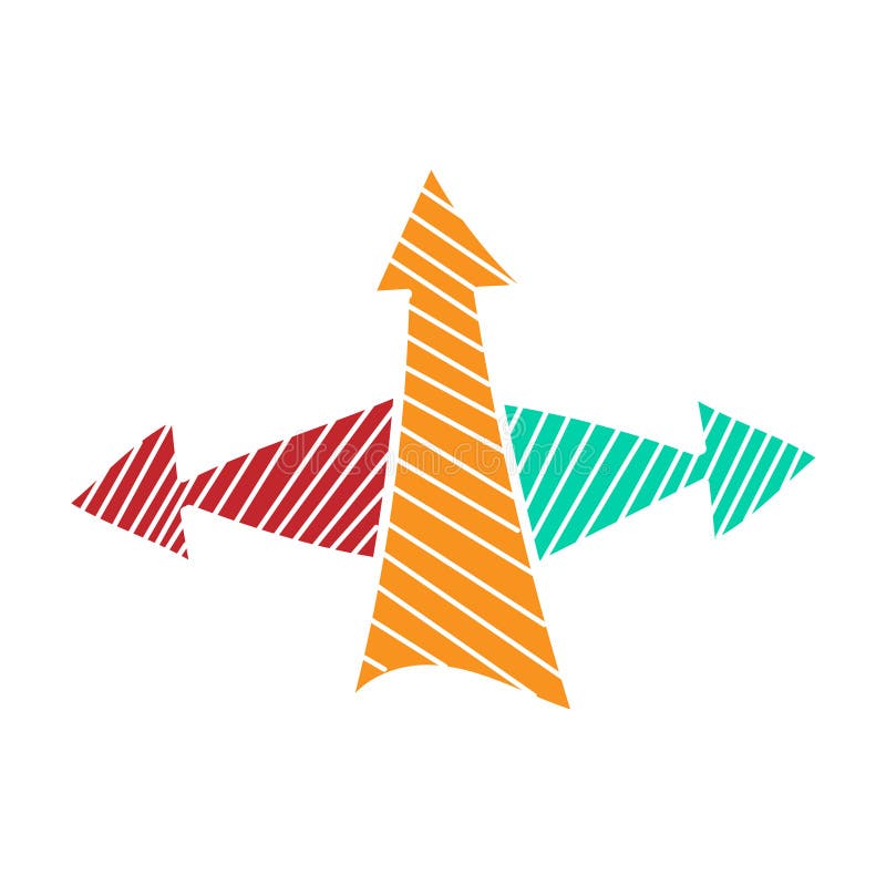 Triple Color Arrow in the Doodle Style. Vector Drawing for Design and ...