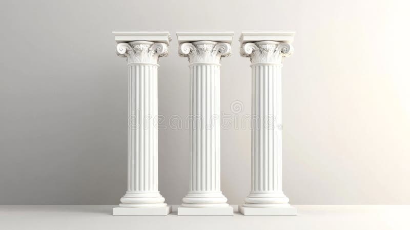 Triple Corinthian Columns 3D Render, Classical Architecture, White ...