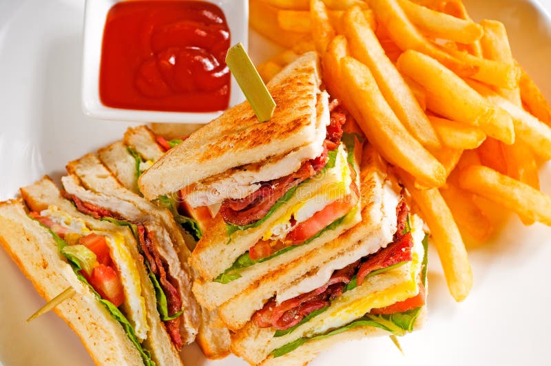 Triple Decker Club Sandwich Stock Photo - Image of lettuce, grilled ...