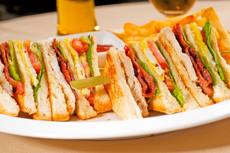 Triple Decker Club Sandwich Stock Photo - Image of lettuce, grilled ...