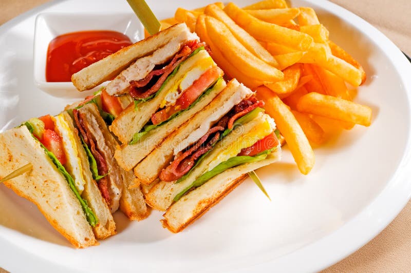 Triple Decker Club Sandwich Stock Image - Image of dressing, gourmet ...