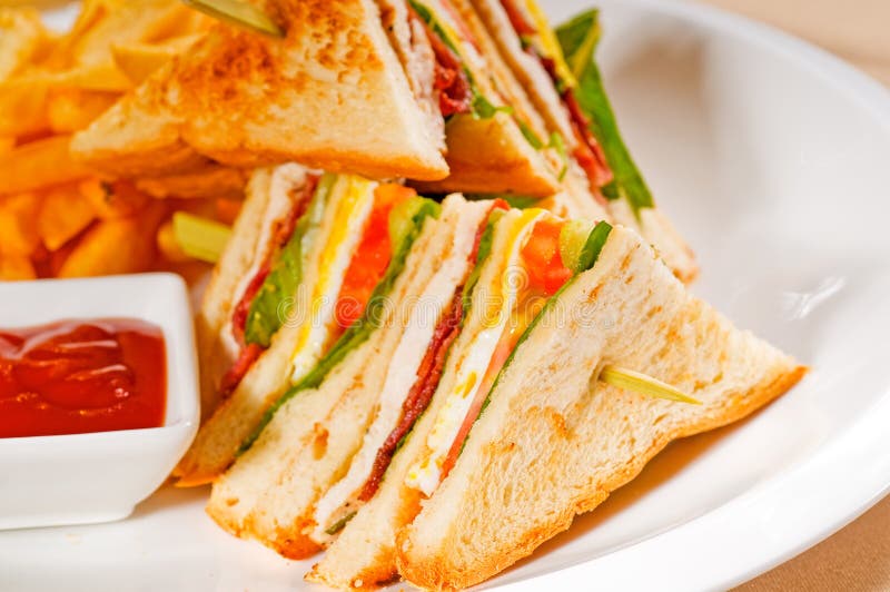 Triple Decker Club Sandwich Stock Image - Image of dressing, gourmet ...