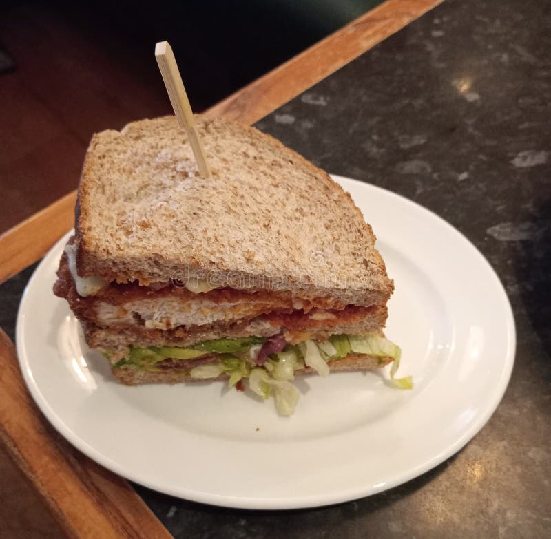 Triple Decker Club Sandwich Served on a White Plate Stock Image - Image ...