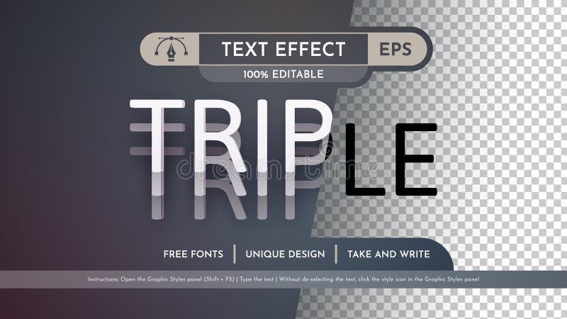 Triple - Editable Text Effect, Font Style Stock Vector - Illustration ...