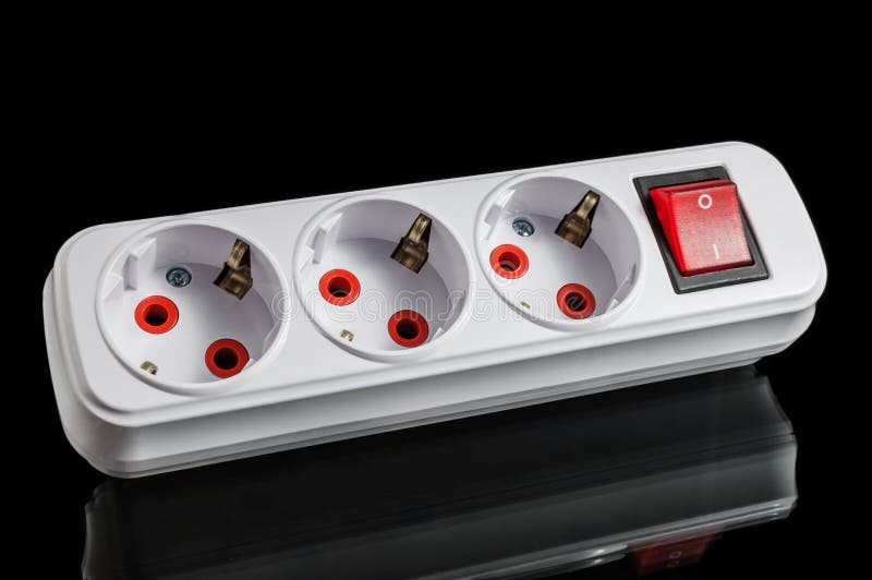 Electrical Triple Socket with Plug Stock Image - Image of current ...