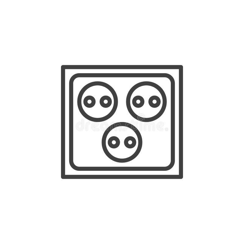 Triple Electrical Socket Type F. Receptacle From Europe. Stock Vector ...