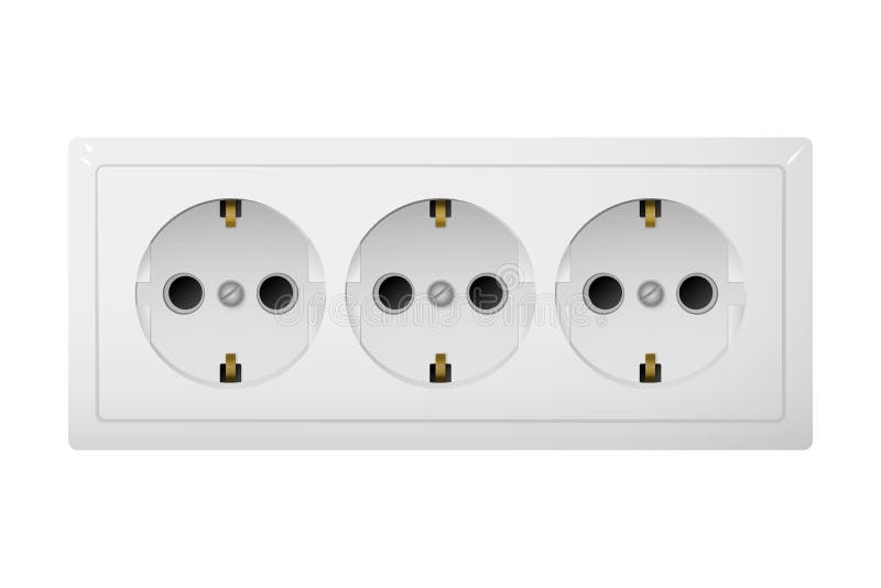 Triple Electrical Socket Type F. Stock Vector - Illustration of ...