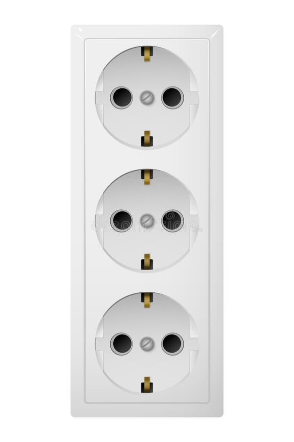 Triple Electrical Socket Type F. Receptacle from Europe. Stock Vector ...