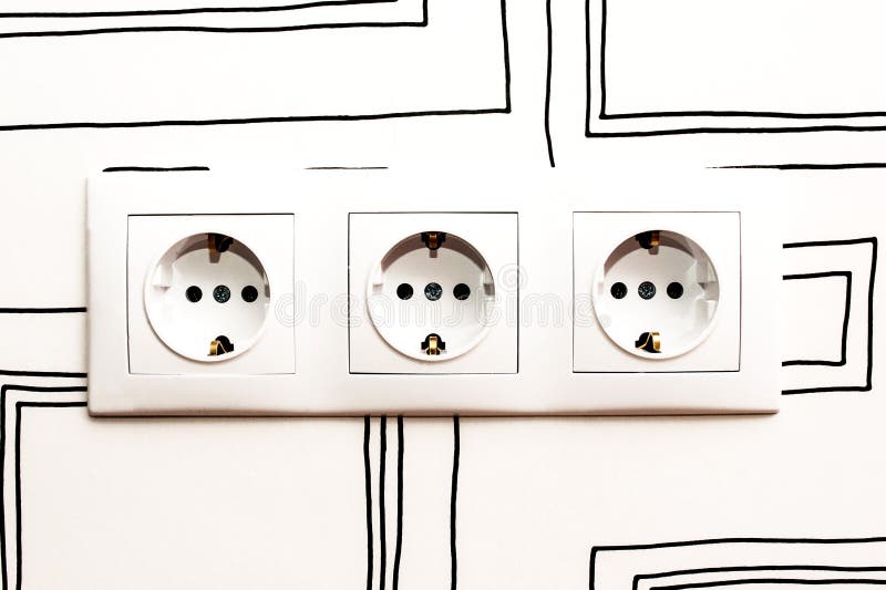 Triple electrical socket stock image. Image of plastic - 66794841