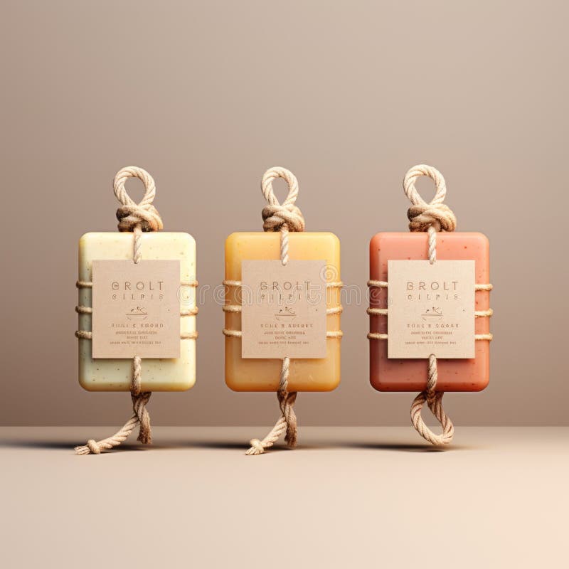 Triple Elegance: Artisan Soap Bars Tied with a Rustic Rope - a Visual ...