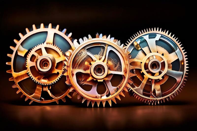 Triple Exposure Layering Three Images of Gears with Different Op Stock ...