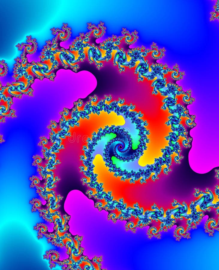 Triple Fractal Spiral in Bright Colors Stock Illustration ...