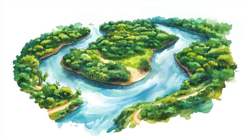 Triple Frontier. Triple Frontier Hand Drawn Watercolor Illustration ...