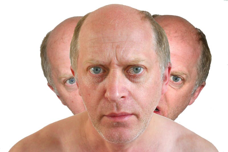 Triple headed man stock image. Image of aggressive, stare - 2275285