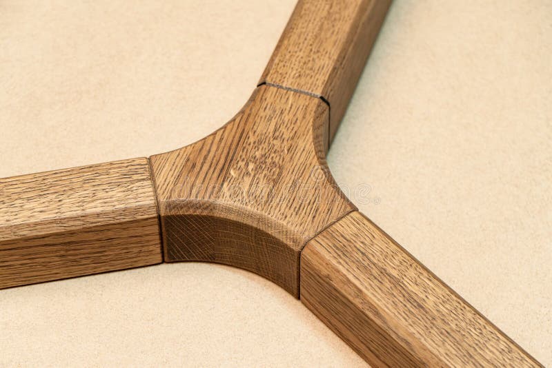 Triple Jointed Wooden Frame of the Table is Made of Solid Oak Closeup ...