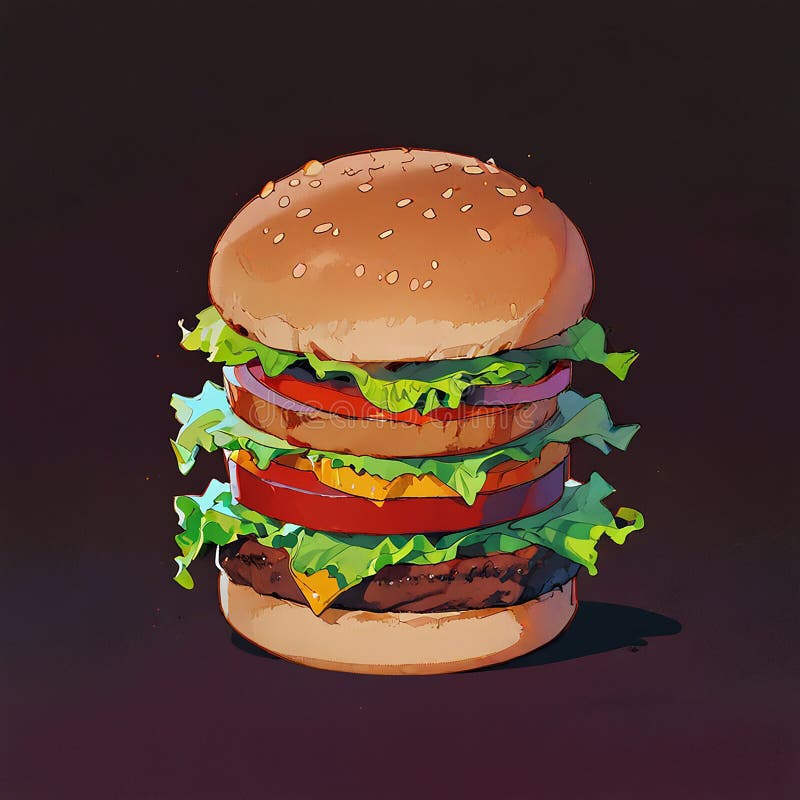 A Triple Layer Burger Illustration. Stock Illustration - Illustration ...