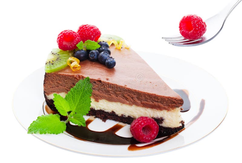 Chocolate Cheesecake Cake Horizontal Stock Image - Image of colorful ...