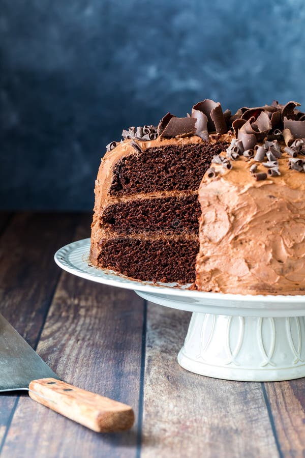 A Triple Layered Decadent Low Sugar Chocolate Cake with One Slice ...