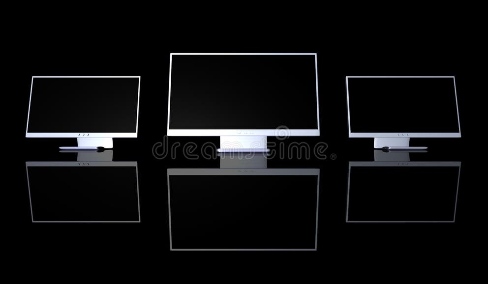 Triple Monitor Setup stock illustration. Illustration of hdtv - 1207846