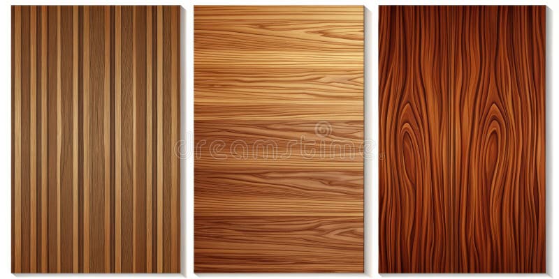 Triple Panel Wood Grain Textures Vertical Slats, Horizontal Stripes ...